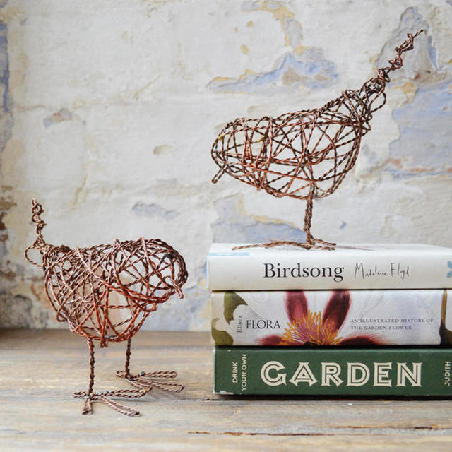 Buy Pair of Copper Wire Bird Sculpture — The Worm that Turned ...